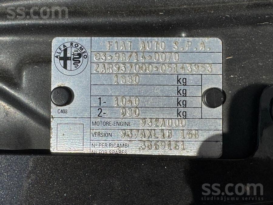 Melns Alfa Romeo 147 2004 Rīga, ar dzinēja tilpumu 3.20 L un nobraukumu 94 tūkst. km par 18900 €, foto 22 vietnē AUTOMOTO.COM.LV