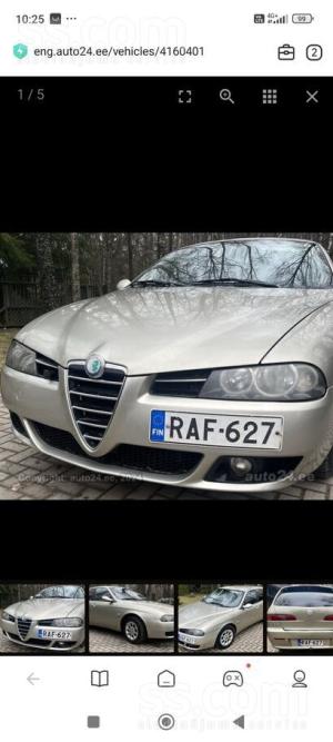 Yellow Alfa Romeo 156 2005 in Riga, with an engine capacity of 1.90 L and mileage of 360 thousand km for 1200 €, photo 3 on AUTOMOTO.COM.LV