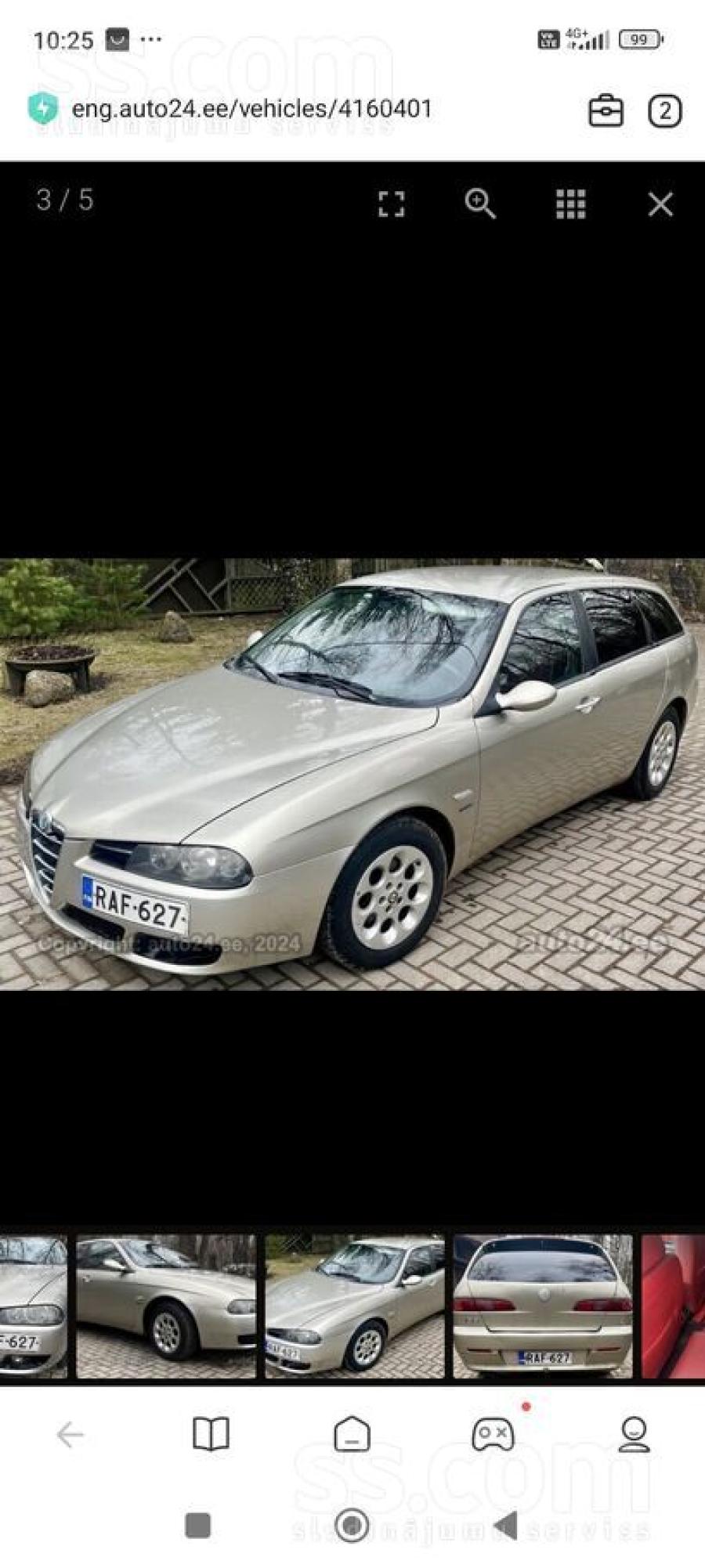 Yellow Alfa Romeo 156 2005 in Riga, with an engine capacity of 1.90 L and mileage of 360 thousand km for 1200 €, photo 4 on AUTOMOTO.COM.LV
