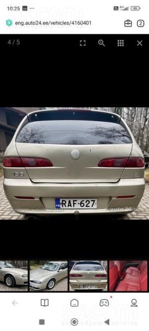 Yellow Alfa Romeo 156 2005 in Riga, with an engine capacity of 1.90 L and mileage of 360 thousand km for 1200 €, photo 5 on AUTOMOTO.COM.LV