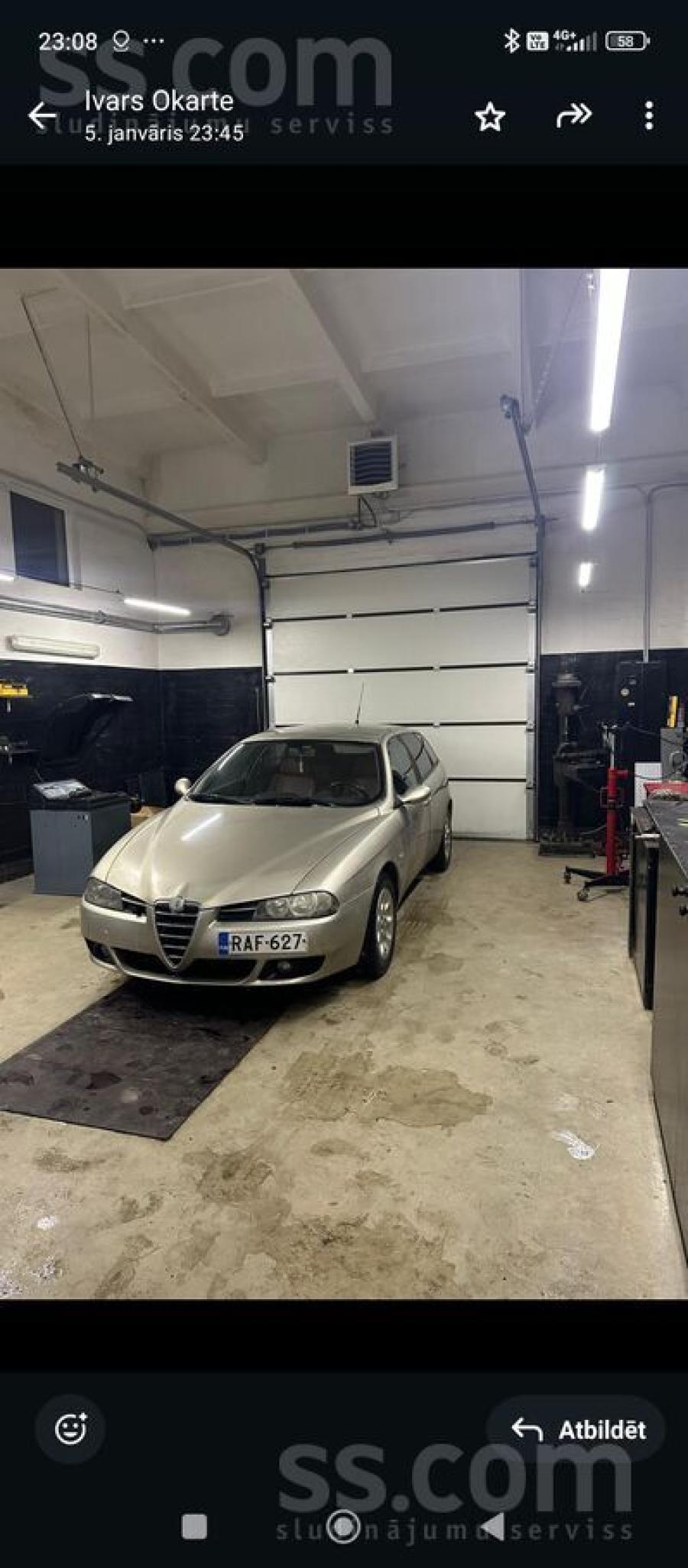 Yellow Alfa Romeo 156 2005 in Riga, with an engine capacity of 1.90 L and mileage of 360 thousand km for 1200 €, photo 10 on AUTOMOTO.COM.LV