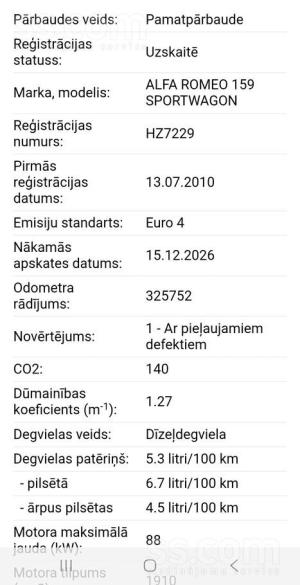Melns Alfa Romeo 159 2010 Rīga, ar dzinēja tilpumu 1.90 L un nobraukumu 326 tūkst. km par 1650 €, foto 15 vietnē AUTOMOTO.COM.LV