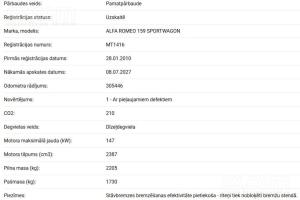 Синий Альфа Ромео 159 2010 в Рига, объемом двигателя 2.40 л и пробегом 305 тыс. км за 4200 €, фото 10 на AUTOMOTO.COM.LV