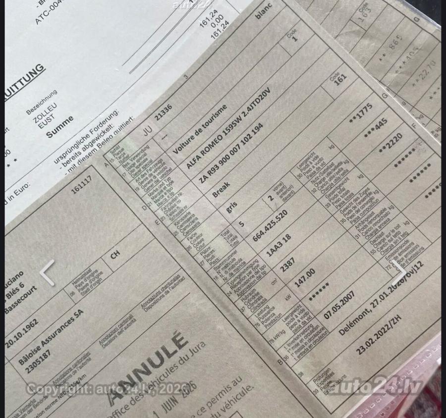 Серый Альфа Ромео 159 2007 в Таллин, объемом двигателя 2.40 л и пробегом 239 тыс. км за 4200 €, фото 17 на AUTOMOTO.COM.LV