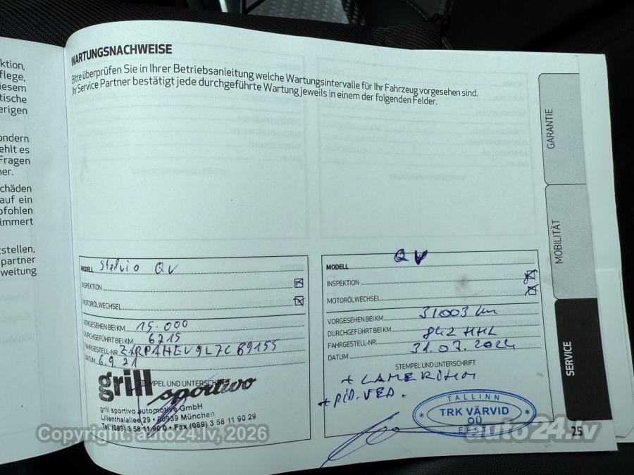 Синий Альфа Ромео Стелвио 2020 в Таллин, объемом двигателя 2.90 л и пробегом 62 тыс. км за 45900 €, фото 19 на AUTOMOTO.COM.LV