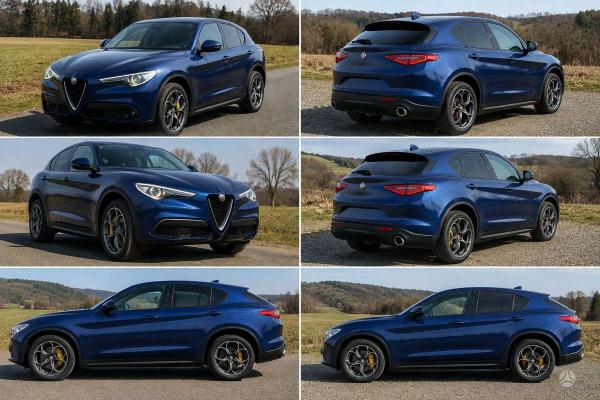 Blue Alfa Romeo Stelvio 2021 in Vilnius, with an engine capacity of 2.00 L and mileage of 51 thousand km for 26000 €, photo 1 on AUTOMOTO.COM.LV