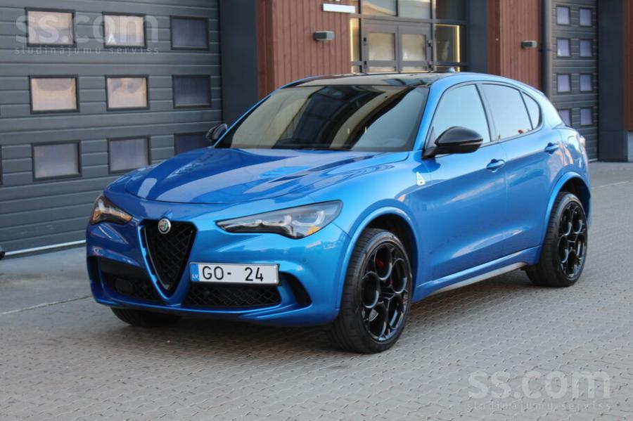 Blue Alfa Romeo Stelvio 2024 in Riga, with an engine capacity of 2.90 L and mileage of 40 thousand km for 68580 €, photo 7 on AUTOMOTO.COM.LV