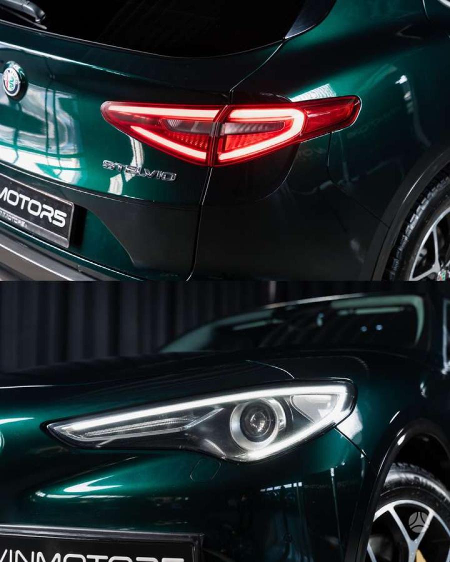 Green Alfa Romeo Stelvio 2021 in Vilnius, with an engine capacity of 2.00 L and mileage of 100 thousand km for 26999 €, photo 9 on AUTOMOTO.COM.LV