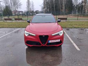 Red Alfa Romeo Stelvio 2023 in Plunge, with an engine capacity of 2.00 L and mileage of 7 thousand km for 26900 €, photo  on AUTOMOTO.COM.LV