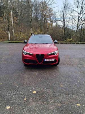 Red Alfa Romeo Stelvio 2023 in Plunge, with an engine capacity of 2.00 L and mileage of 12 thousand km for 29900 €, photo  on AUTOMOTO.COM.LV