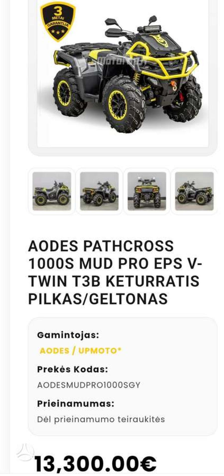 Aodes PathCross 1000L 2024 Viļņa, ar dzinēja tilpumu 1.00 L un nobraukumu 0 tūkst. km par 9999 €, foto 1 vietnē AUTOMOTO.COM.LV
