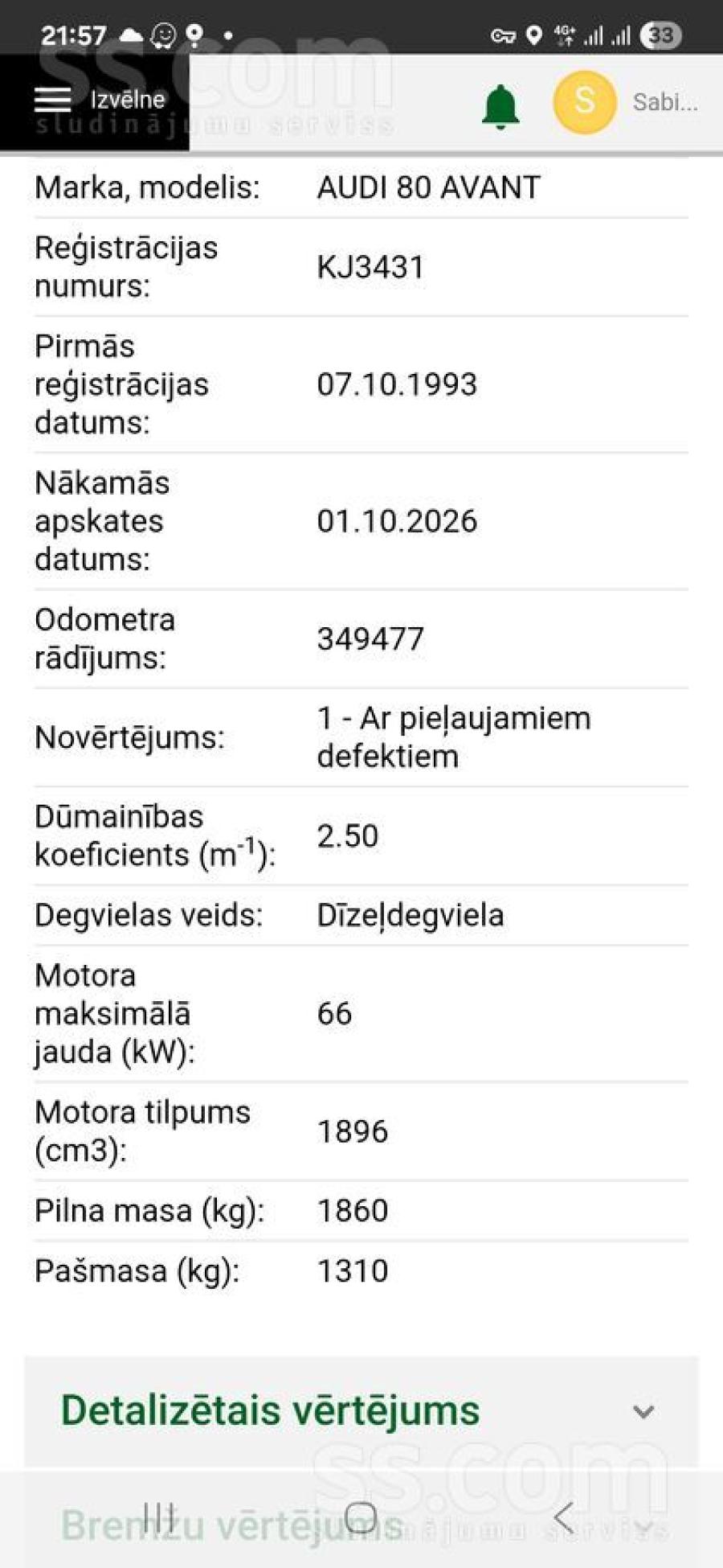 Green Audi 80 1993 in Riga, with an engine capacity of 1.90 L and mileage of 0 thousand km for 530 €, photo 27 on AUTOMOTO.COM.LV
