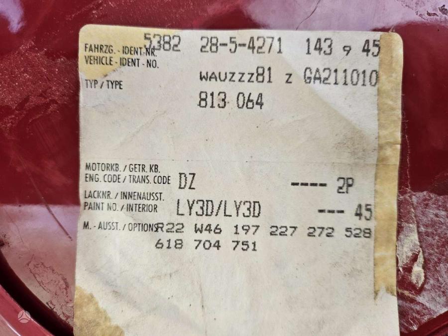 Красный Ауди 80 1986 в Рокишкис, объемом двигателя 1.78 л и пробегом 254 тыс. км за 2300 €, фото 12 на AUTOMOTO.COM.LV