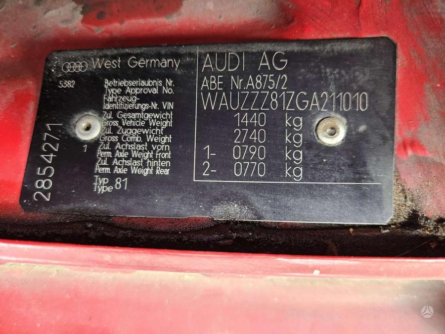 Красный Ауди 80 1986 в Рокишкис, объемом двигателя 1.78 л и пробегом 254 тыс. км за 2300 €, фото 14 на AUTOMOTO.COM.LV