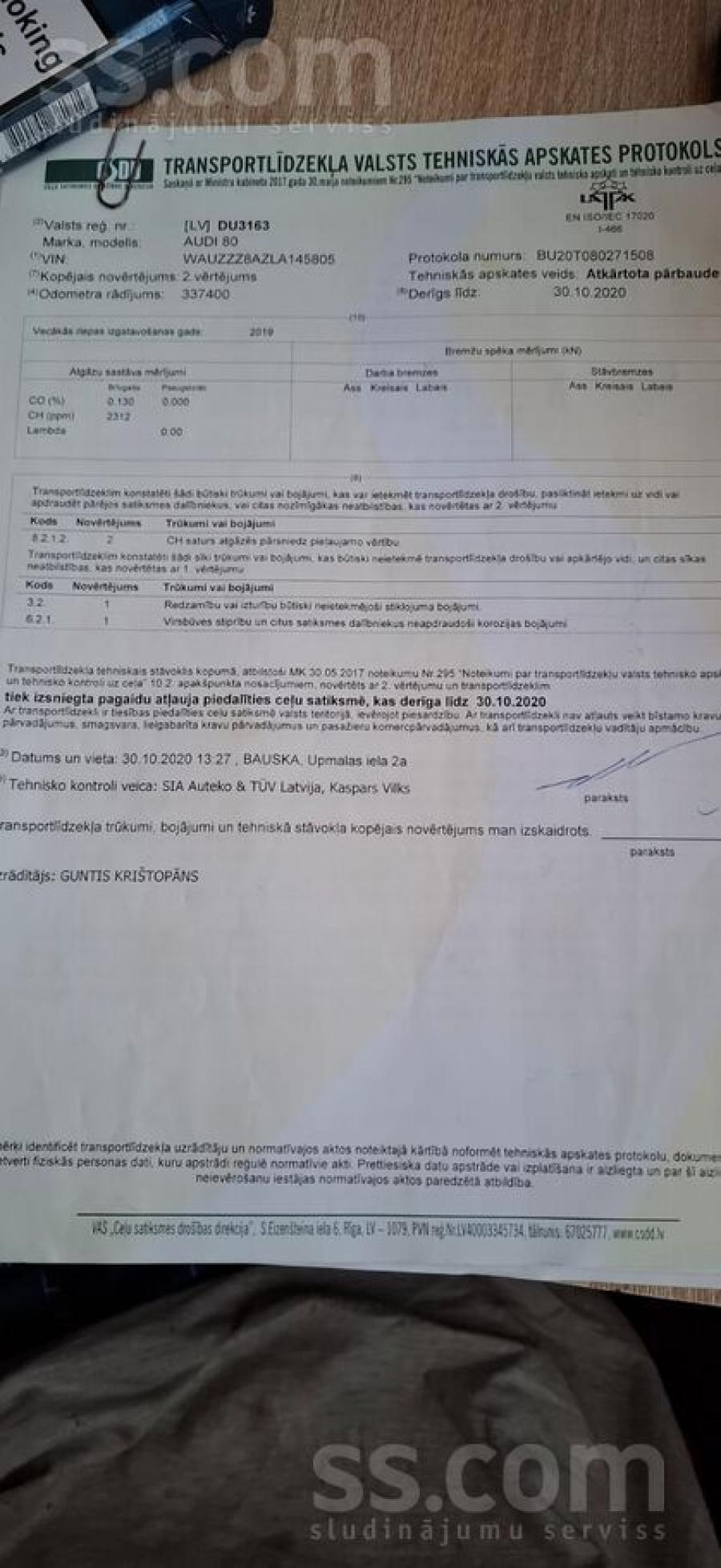 Balts Audi 80 1990 Bauska, ar dzinēja tilpumu 1.80 L un nobraukumu 337 tūkst. km par 400 €, foto 19 vietnē AUTOMOTO.COM.LV