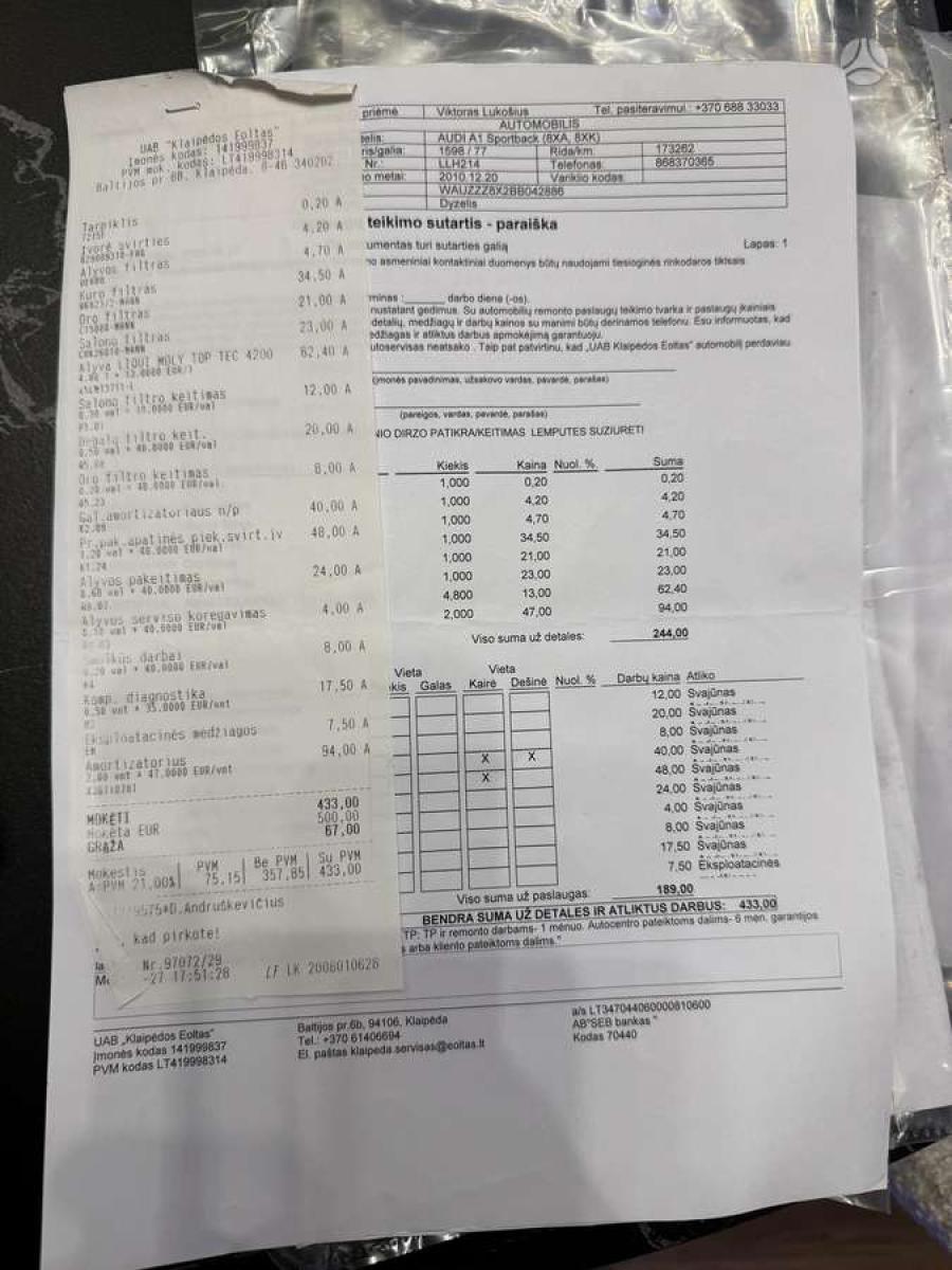 Melns Audi A1 2011 Viļņa, ar dzinēja tilpumu 1.60 L un nobraukumu 219 tūkst. km par 4750 €, foto 36 vietnē AUTOMOTO.COM.LV
