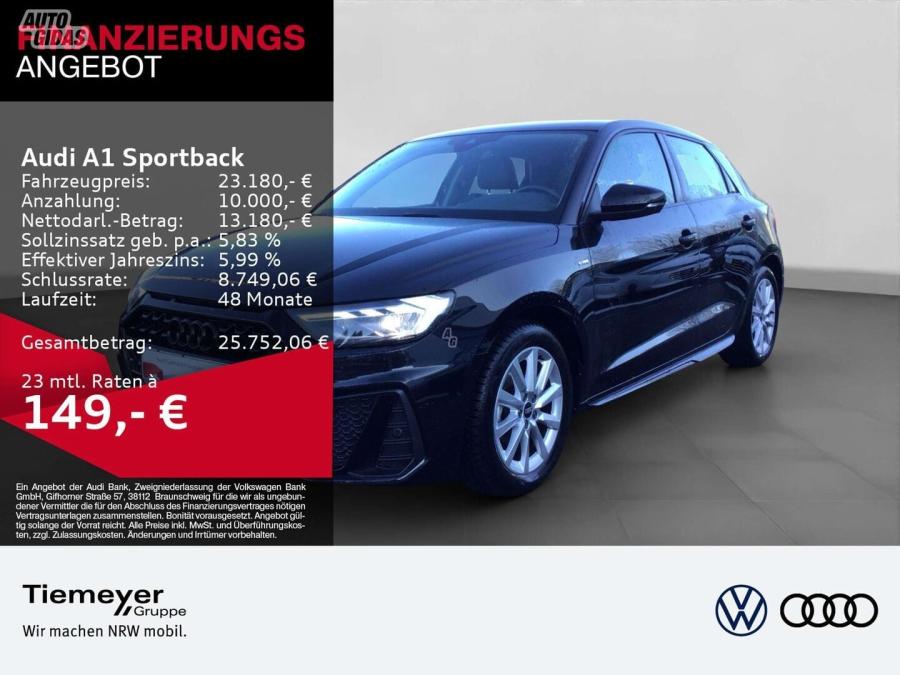 Melns Audi A1 2021 Kauņa, ar dzinēja tilpumu 1.00 L un nobraukumu 11 tūkst. km par 26076 €, foto 1 vietnē AUTOMOTO.COM.LV