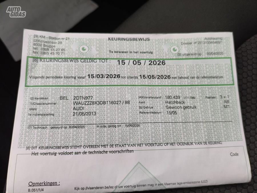 Audi A1 2013 Kauņa, ar dzinēja tilpumu 1.60 L un nobraukumu 187 tūkst. km par 6900 €, foto 17 vietnē AUTOMOTO.COM.LV