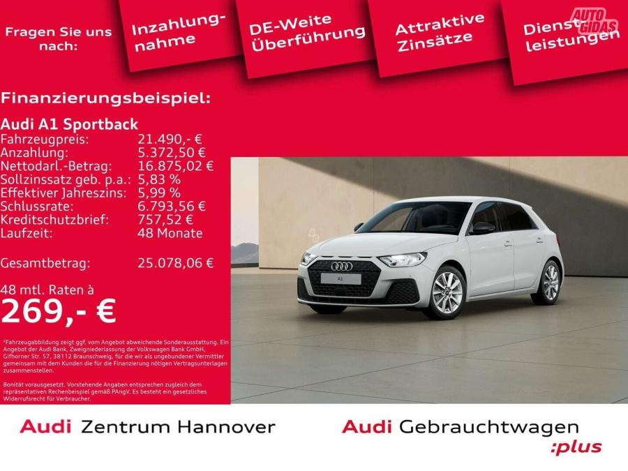 Balts Audi A1 2022 Kauņa, ar dzinēja tilpumu 1.00 L un nobraukumu 17 tūkst. km par 24307 €, foto 1 vietnē AUTOMOTO.COM.LV