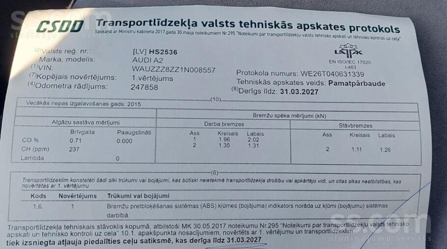 Melns Audi A2 2000 Daugavpils, ar dzinēja tilpumu 1.40 L un nobraukumu 248 tūkst. km par 2700 €, foto 12 vietnē AUTOMOTO.COM.LV