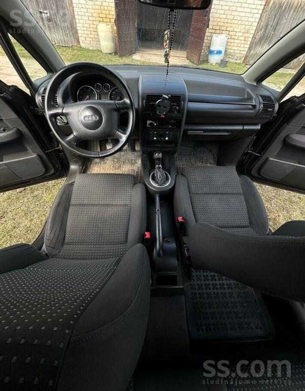 Black Audi A2 2001 in Dobele, with an engine capacity of 1.40 L and mileage of 287 thousand km for 1000 €, photo 8 on AUTOMOTO.COM.LV