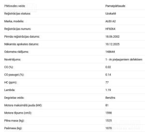 Черный Ауди А2 2002 в Рига, объемом двигателя 1.60 л и пробегом 151 тыс. км за 1500 €, фото 12 на AUTOMOTO.COM.LV