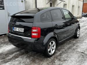Black Audi A2 2002 in Daugavpils, with an engine capacity of 1.40 L and mileage of 0 thousand km for 2590 €, photo 6 on AUTOMOTO.COM.LV