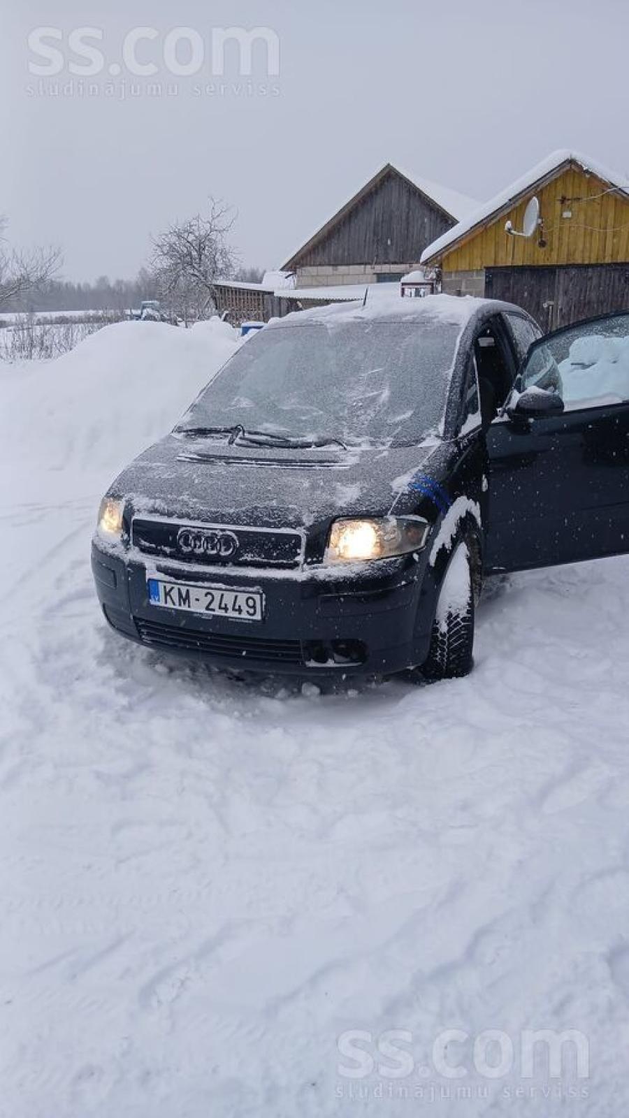 Black Audi A2 2002 in Preili, with an engine capacity of 1.40 L and mileage of 402 thousand km for 1550 €, photo 1 on AUTOMOTO.COM.LV