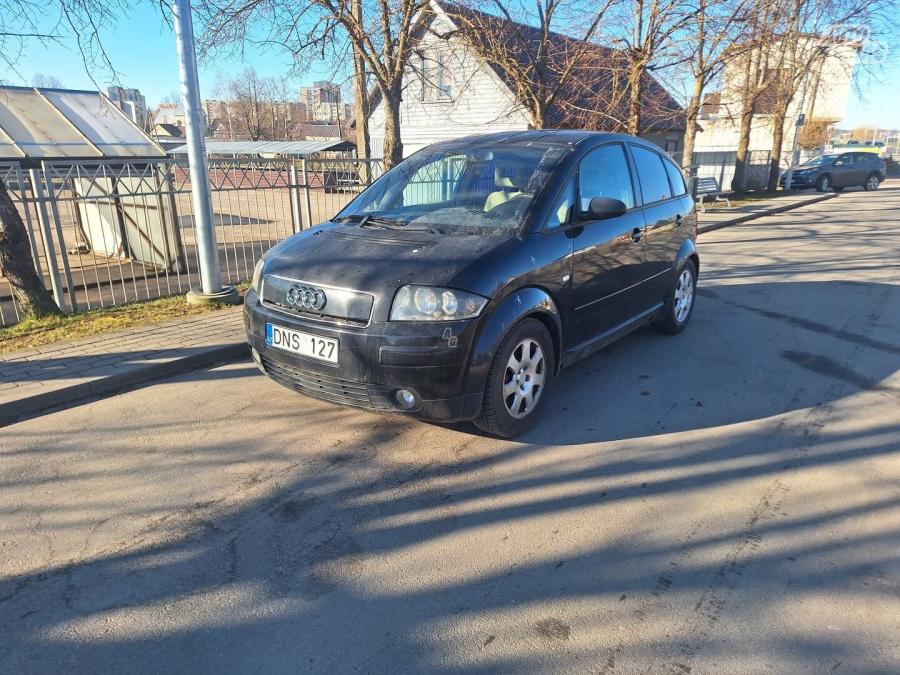 Black Audi A2 2002 in Telschi, with an engine capacity of 1.40 L and mileage of 300 thousand km for 850 €, photo 1 on AUTOMOTO.COM.LV