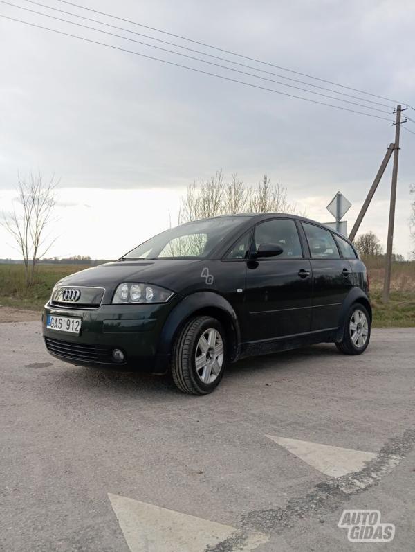 Black Audi A2 2005 in Kazlu Ruda, with an engine capacity of 1.40 L and mileage of 316 thousand km for 1150 €, photo 1 on AUTOMOTO.COM.LV