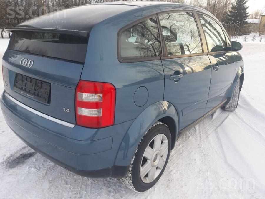 Blue Audi A2 2001 in Riga, with an engine capacity of 1.40 L and mileage of 259 thousand km for 2450 €, photo 1 on AUTOMOTO.COM.LV