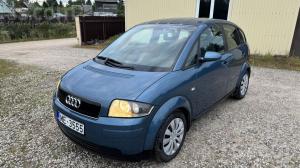 Zils Audi A2 2001 Rēzekne, ar dzinēja tilpumu 1.40 L un nobraukumu 289 tūkst. km par 2150 €, foto  vietnē AUTOMOTO.COM.LV