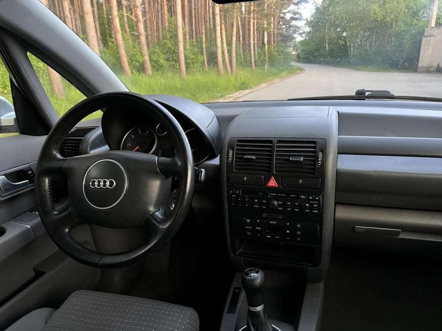 Grey Audi A2 2001 in Klaipeda, with an engine capacity of 1.40 L and mileage of 257 thousand km for 1950 €, photo 21 on AUTOMOTO.COM.LV
