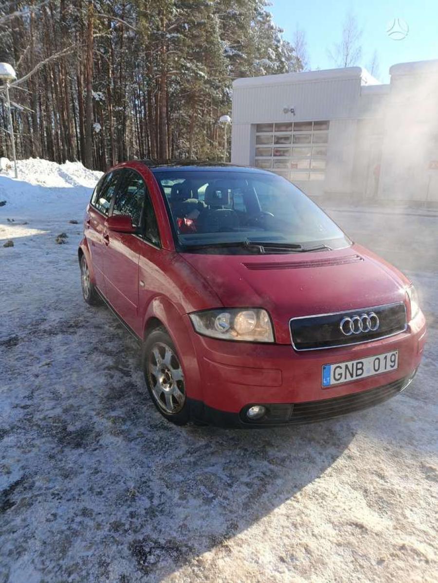 Red Audi A2 2003 in Visaginas, with an engine capacity of 1.60 L and mileage of 224 thousand km for 1350 €, photo 1 on AUTOMOTO.COM.LV