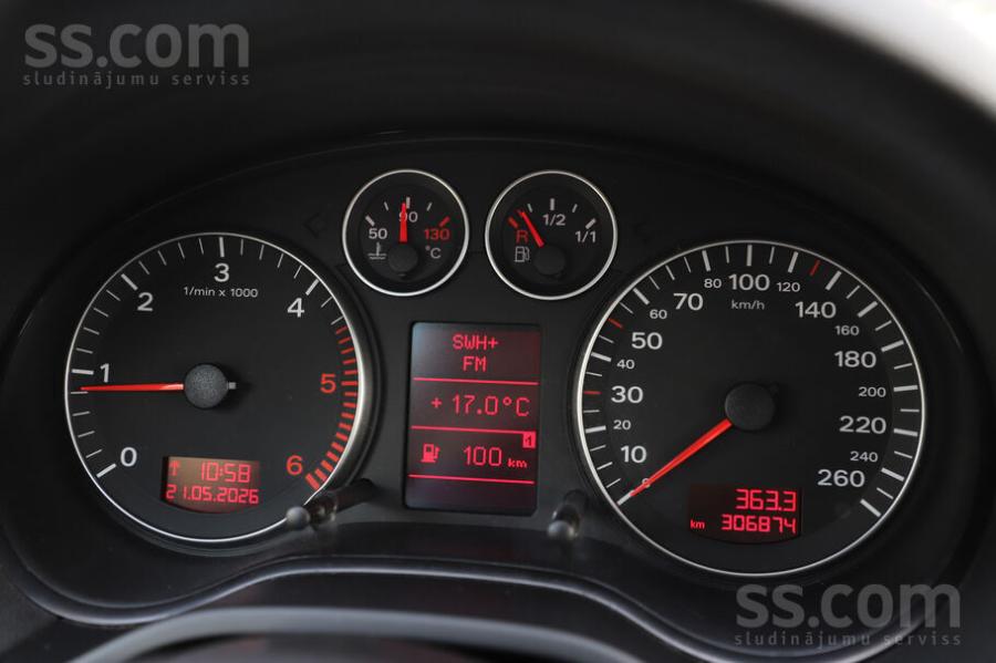 Черный Ауди А3 2005 в Тукумс, объемом двигателя 1.90 л и пробегом 307 тыс. км за 4290 €, фото 13 на AUTOMOTO.COM.LV