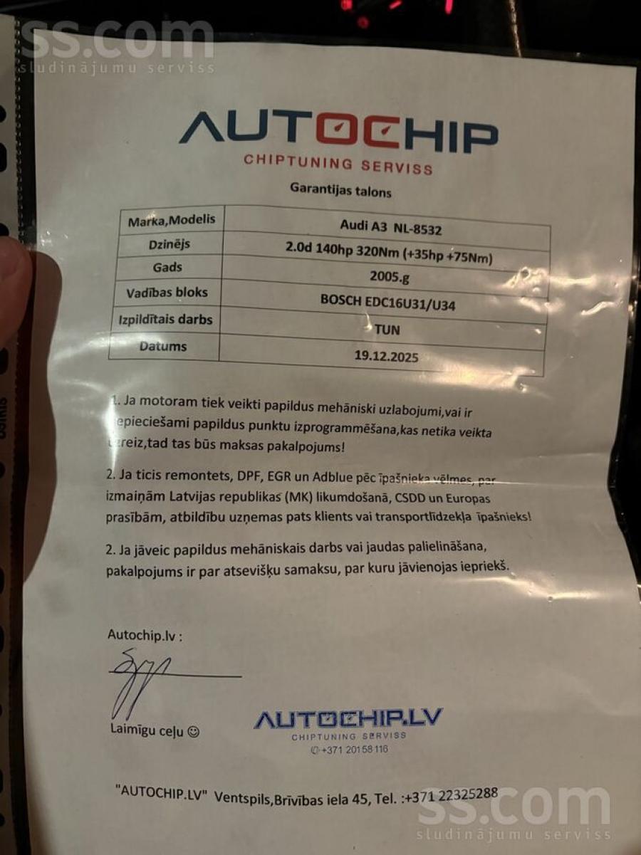 Melns Audi A3 2005 Kuldīga, ar dzinēja tilpumu 2.00 L un nobraukumu 452 tūkst. km par 3000 €, foto 10 vietnē AUTOMOTO.COM.LV