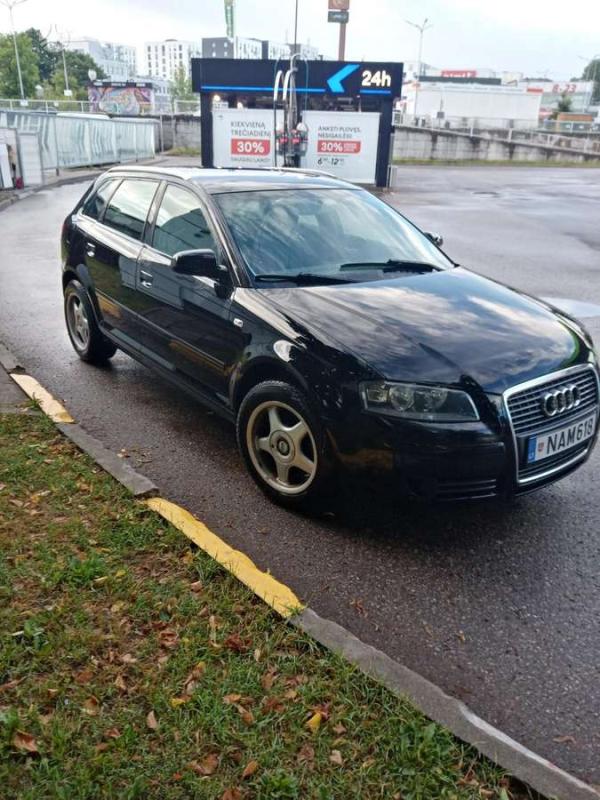 Black Audi A3 2006 in Vilnius, with an engine capacity of 1.97 L and mileage of 480 thousand km for 1550 €, photo 6 on AUTOMOTO.COM.LV