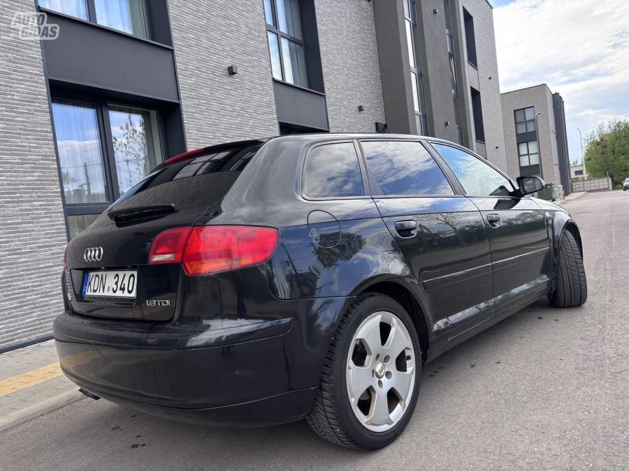 Black Audi A3 2007 in Kaunas, with an engine capacity of 1.90 L and mileage of 252 thousand km for 2350 €, photo 3 on AUTOMOTO.COM.LV