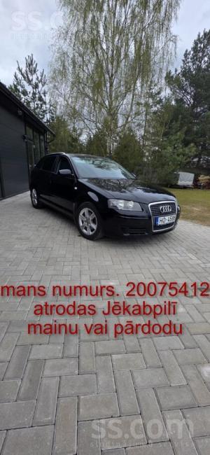 Melns Audi A3 2007 Jēkabpils, ar dzinēja tilpumu 1.90 L un nobraukumu 473 tūkst. km par 2600 €, foto  vietnē AUTOMOTO.COM.LV