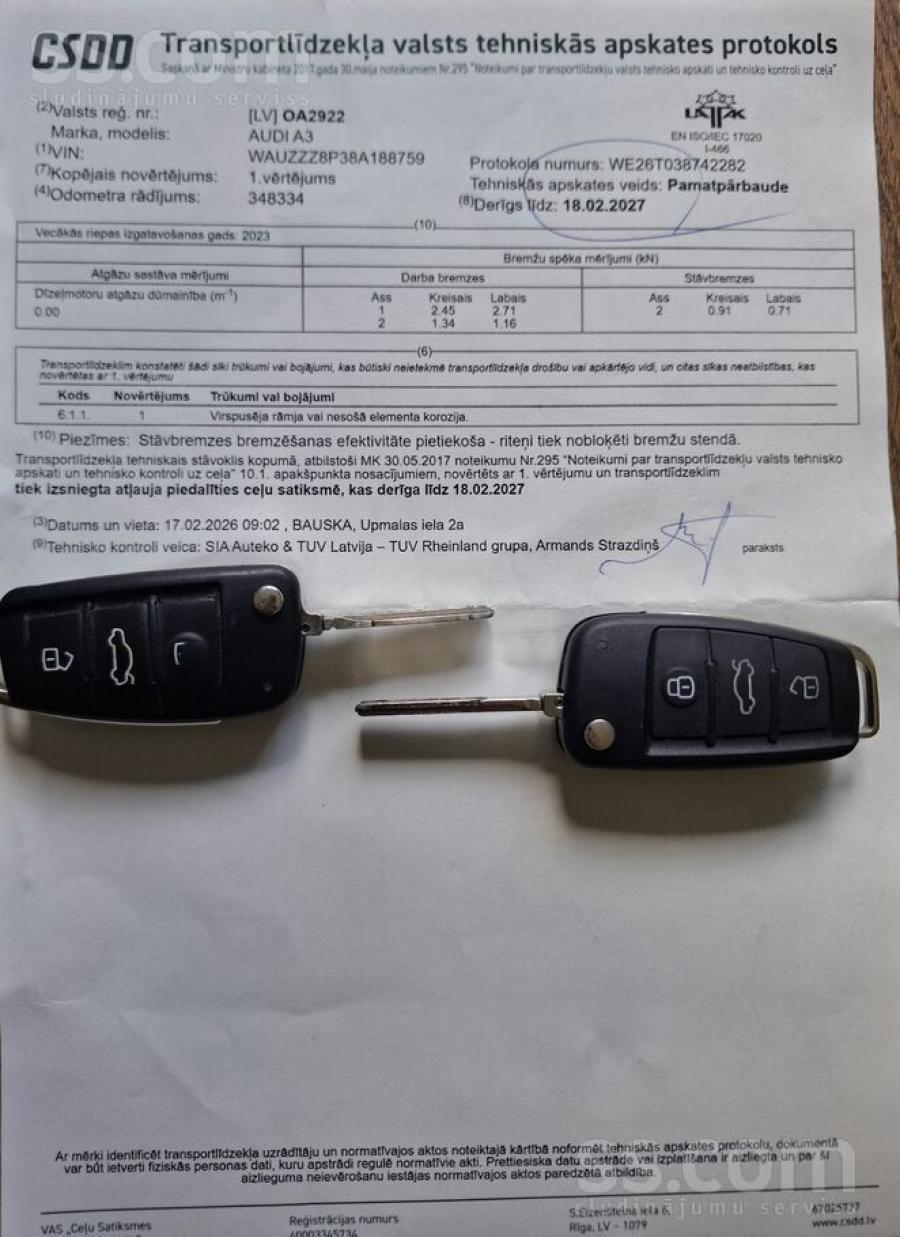 Black Audi A3 2008 in Bauska, with an engine capacity of 2.00 L and mileage of 359 thousand km for 2499 €, photo 9 on AUTOMOTO.COM.LV