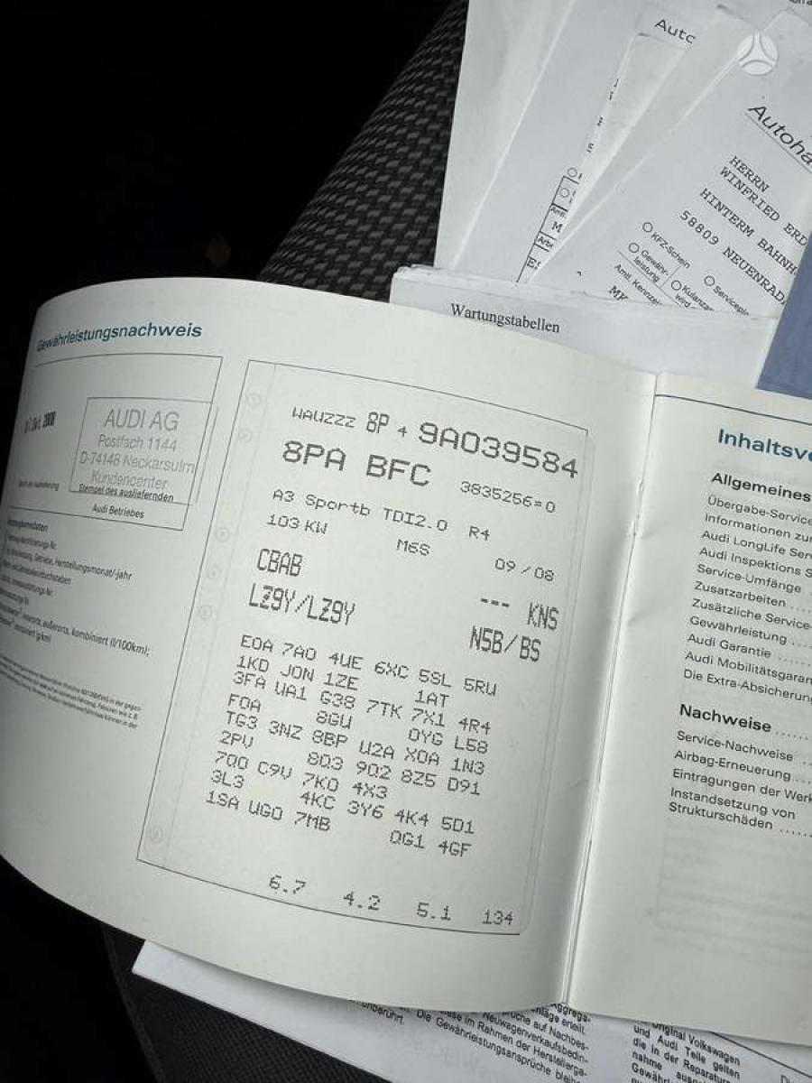 Black Audi A3 2009 in Jurbarkas, with an engine capacity of 1.97 L and mileage of 294 thousand km for 3999 €, photo 24 on AUTOMOTO.COM.LV