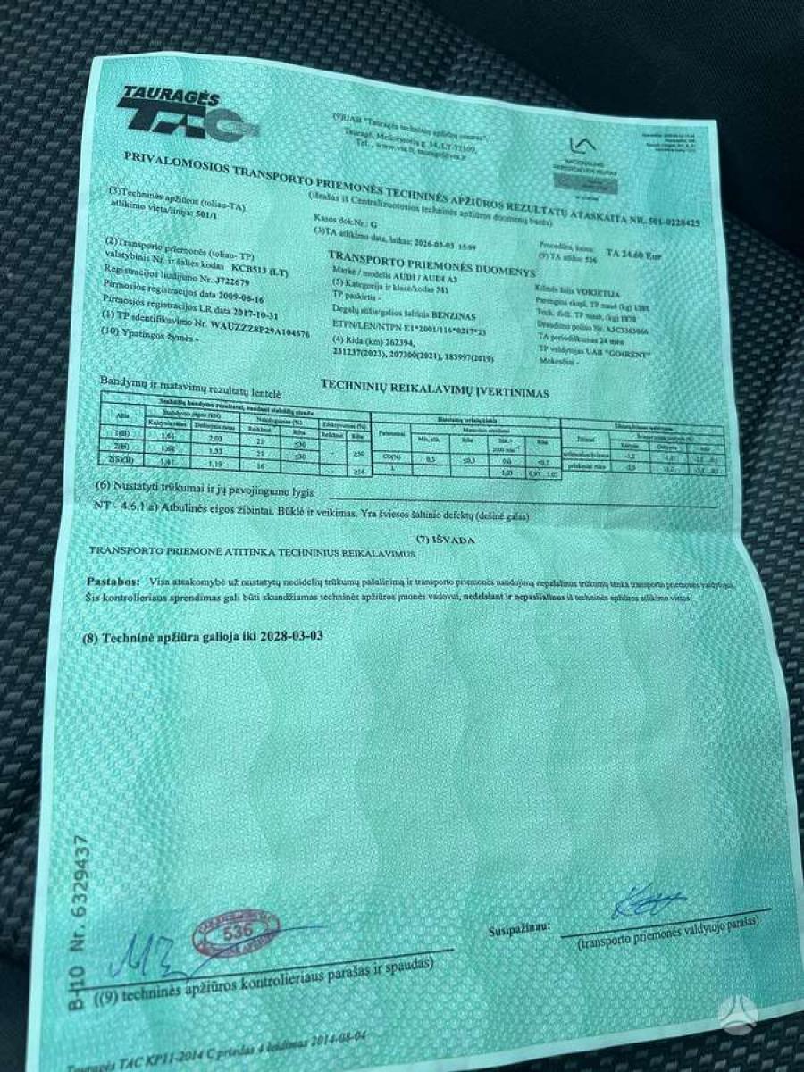 Черный Ауди А3 2009 в Каунас, объемом двигателя 1.39 л и пробегом 263 тыс. км за 2100 €, фото 17 на AUTOMOTO.COM.LV