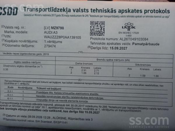 Black Audi A3 2010 in Aluksne, with an engine capacity of 1.60 L and mileage of 281 thousand km for 3500 €, photo 8 on AUTOMOTO.COM.LV