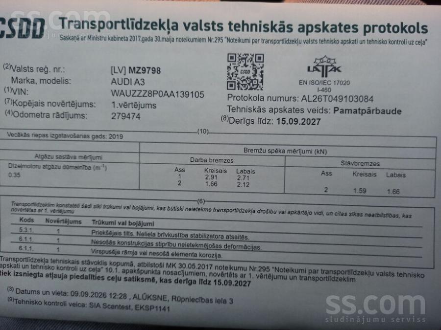 Black Audi A3 2010 in Aluksne, with an engine capacity of 1.60 L and mileage of 281 thousand km for 3500 €, photo 8 on AUTOMOTO.COM.LV