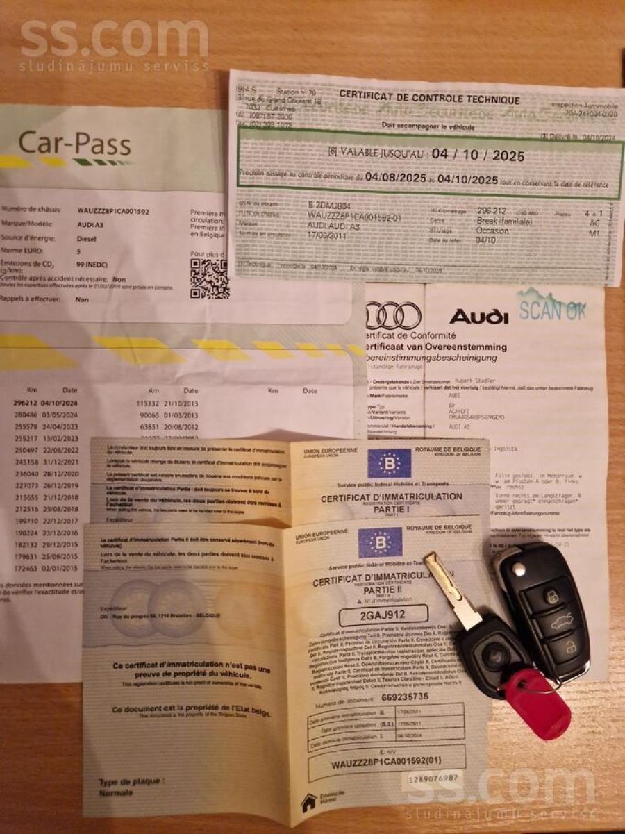 Black Audi A3 2011 in Bauska, with an engine capacity of 1.60 L and mileage of 307 thousand km for 3650 €, photo 30 on AUTOMOTO.COM.LV