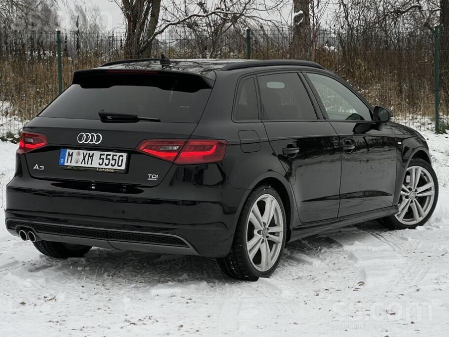 Black Audi A3 2013 in Riga, with an engine capacity of 2.00 L and mileage of 0 thousand km for 10990 €, photo 7 on AUTOMOTO.COM.LV