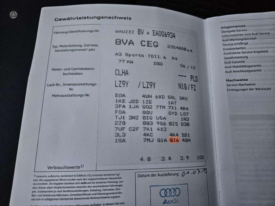 Black Audi A3 2013 in Radviliskis, with an engine capacity of 1.60 L and mileage of 230 thousand km for 8250 €, photo 37 on AUTOMOTO.COM.LV