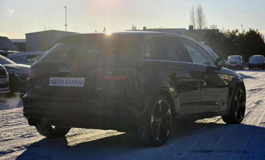 Black Audi A3 2015 in Taurage, with an engine capacity of 1.97 L and mileage of 271 thousand km for 9900 €, photo 7 on AUTOMOTO.COM.LV