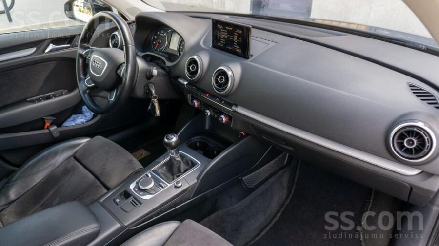 Black Audi A3 2015 in Riga, with an engine capacity of 1.40 L and mileage of 251 thousand km for 9490 €, photo 12 on AUTOMOTO.COM.LV
