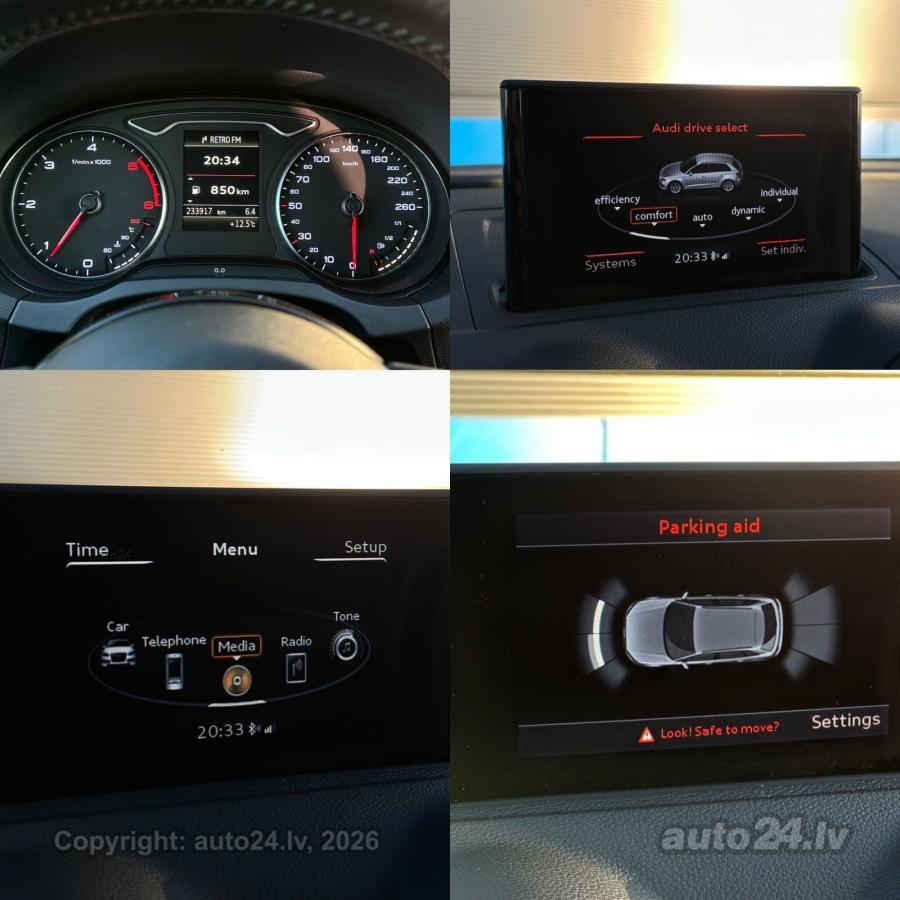 Black Audi A3 2015 in Tartu, with an engine capacity of 2.00 L and mileage of 239 thousand km for 9299 €, photo 18 on AUTOMOTO.COM.LV